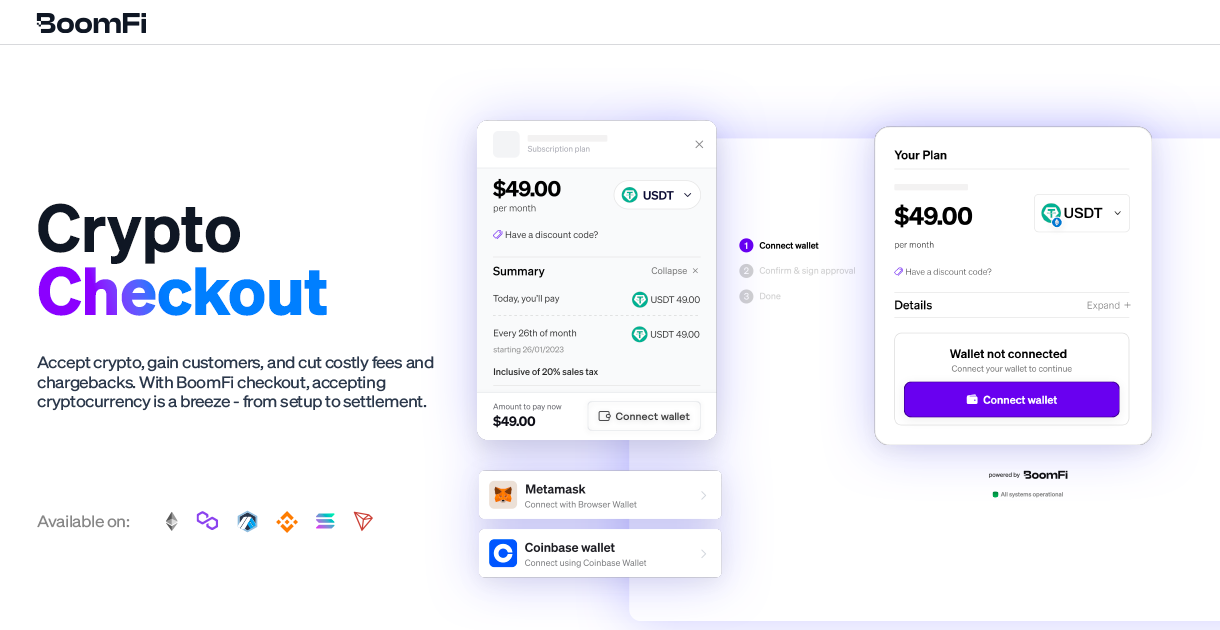 Checkout - Pay With Crypto For Online Stores - BoomFi